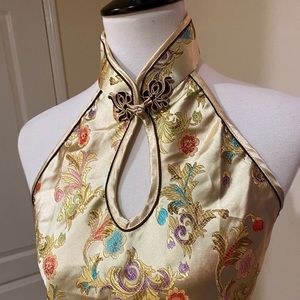 Tops | Nwot Gold Asian Inspired Embroidered Top | Poshmark